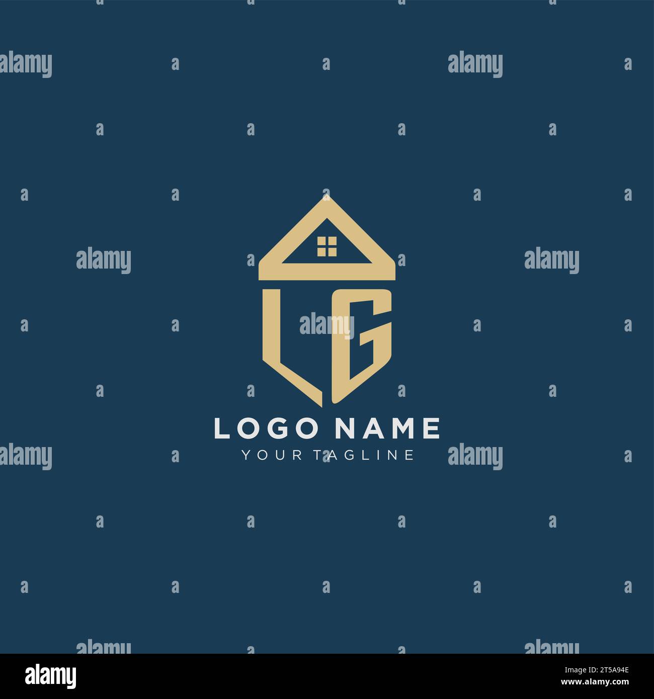 initial letter LG with simple house roof creative logo design for real ...