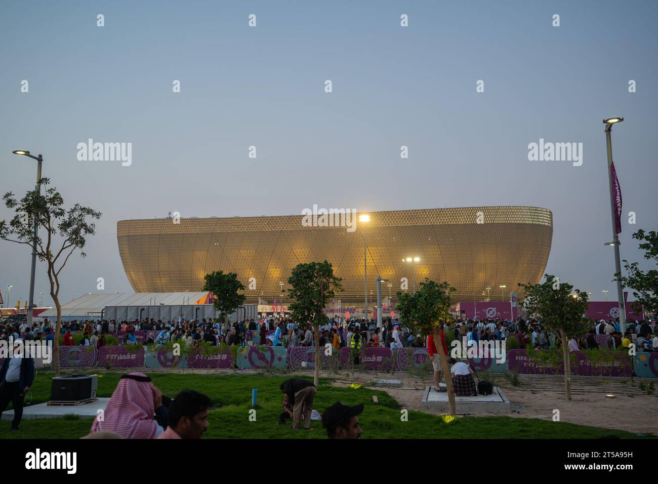 Doha, Qatar - December 18, 2022: Lusail stadium area full of crowd ...