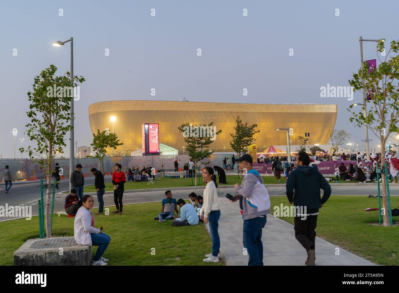 Doha, Qatar - December 18, 2022: Lusail stadium area full of crowd ...