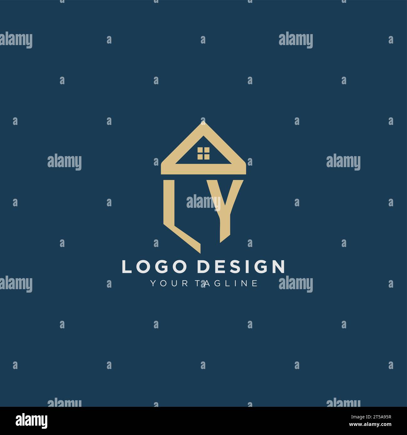 initial letter LY with simple house roof creative logo design for real ...