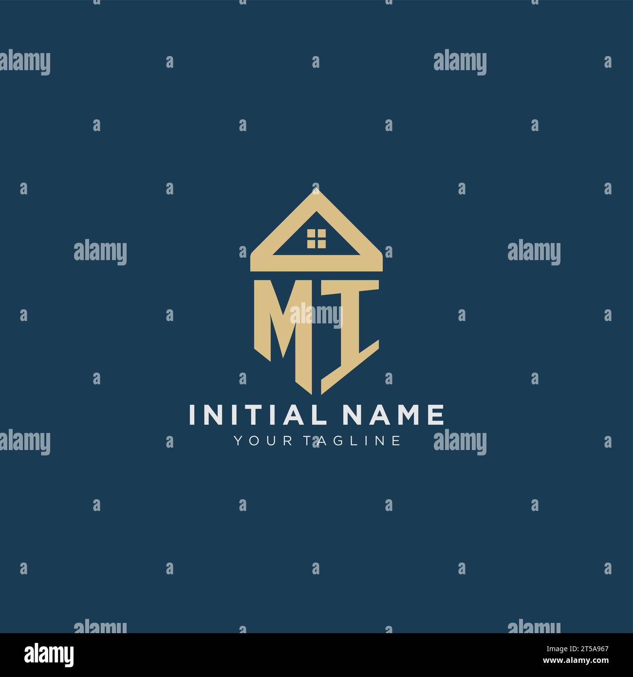 initial letter MI with simple house roof creative logo design for real ...