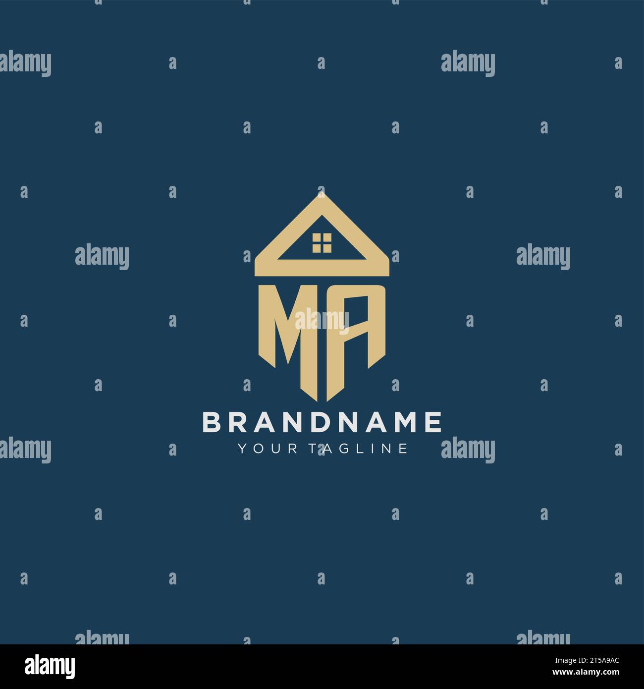initial letter MA with simple house roof creative logo design for real ...