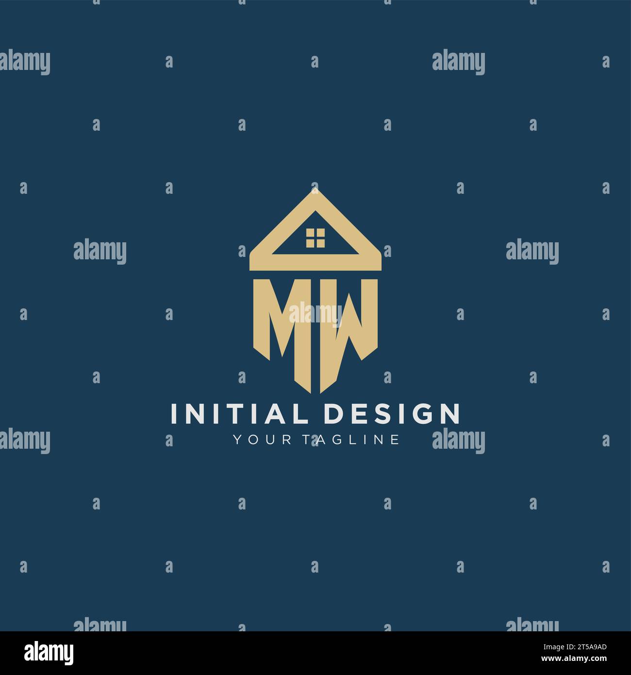 initial letter MW with simple house roof creative logo design for real ...