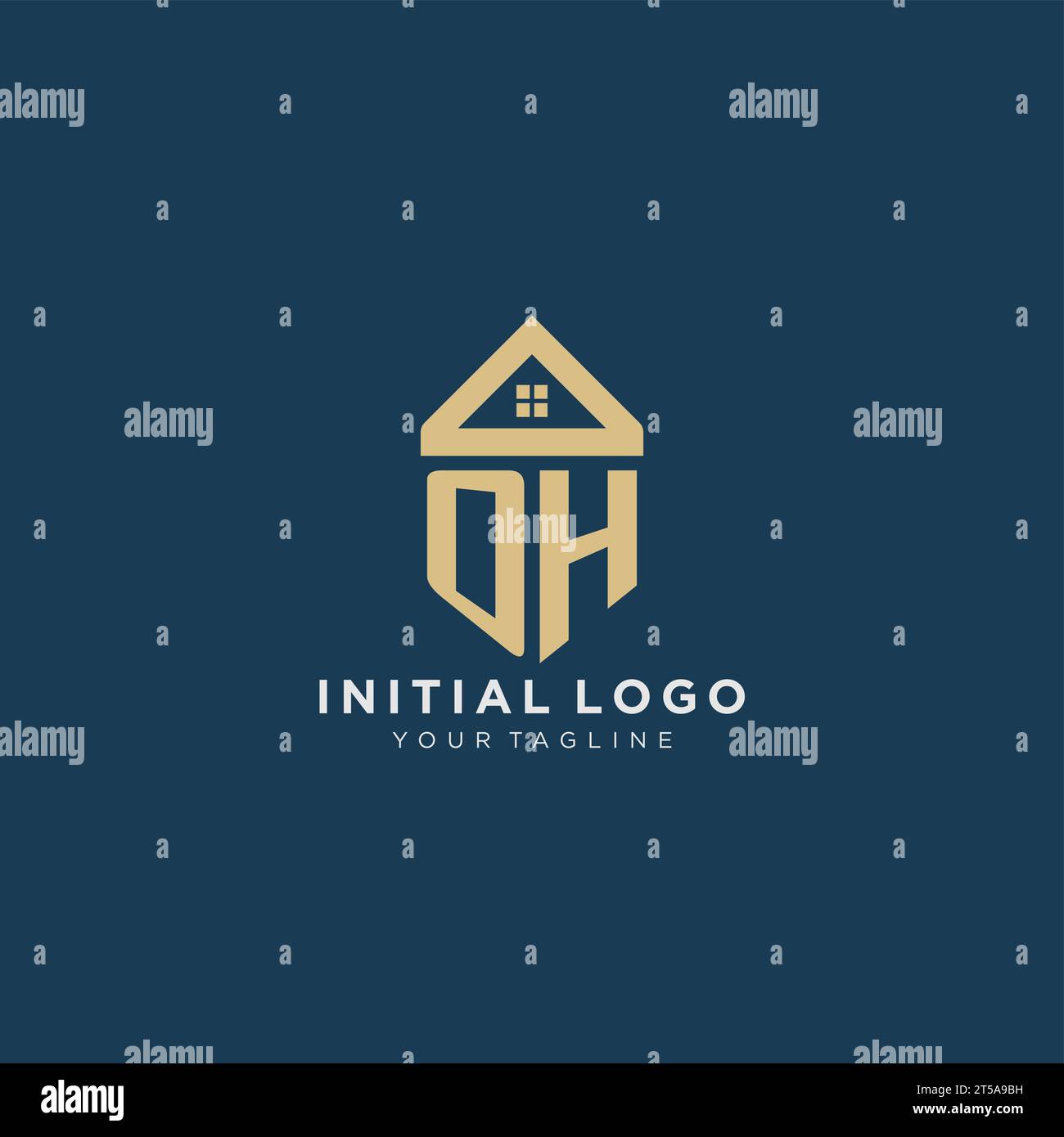 initial letter OH with simple house roof creative logo design for real ...