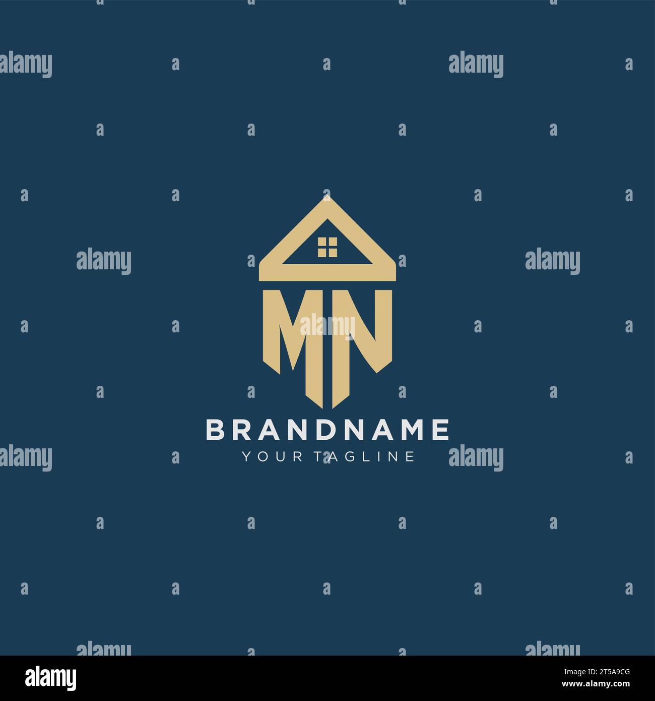 initial letter MN with simple house roof creative logo design for real ...