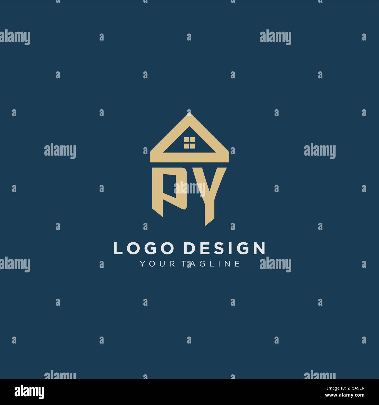 initial letter PY with simple house roof creative logo design for real ...