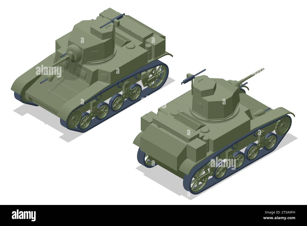 Isometric USA Tank Light tank M3 Stuart. Armoured fighting vehicle designed for front-line ...