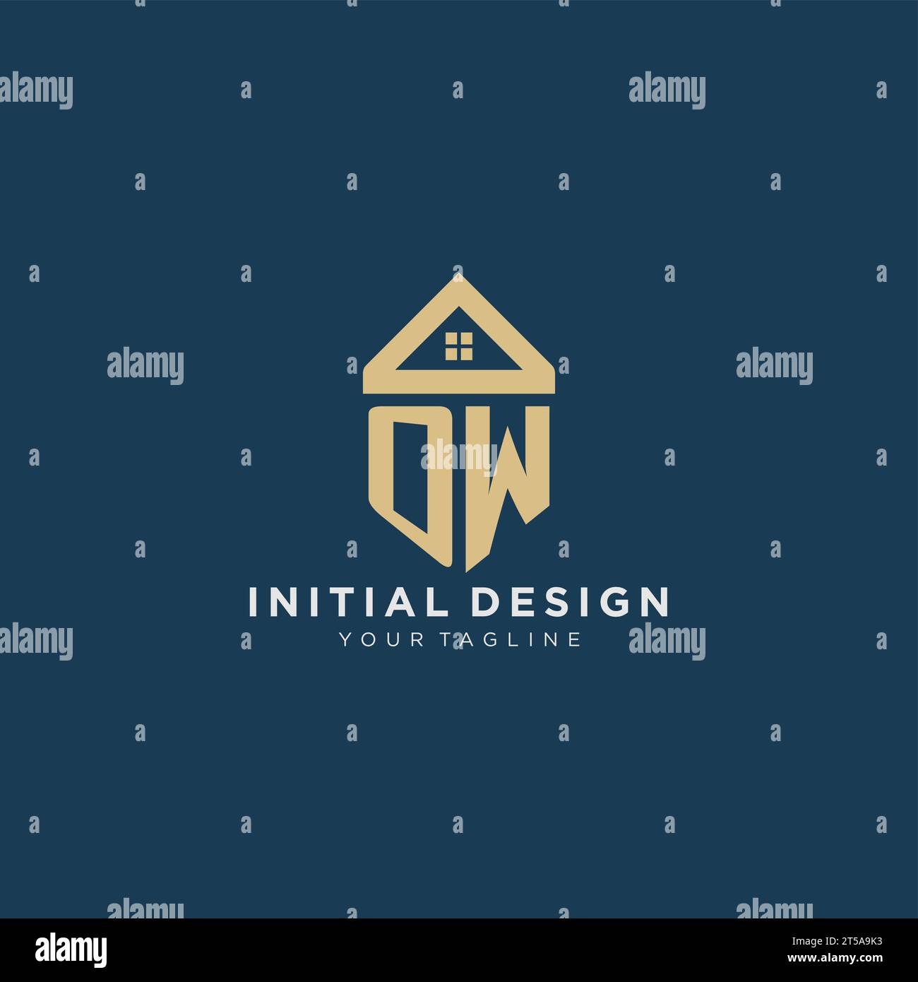 initial letter OW with simple house roof creative logo design for real ...