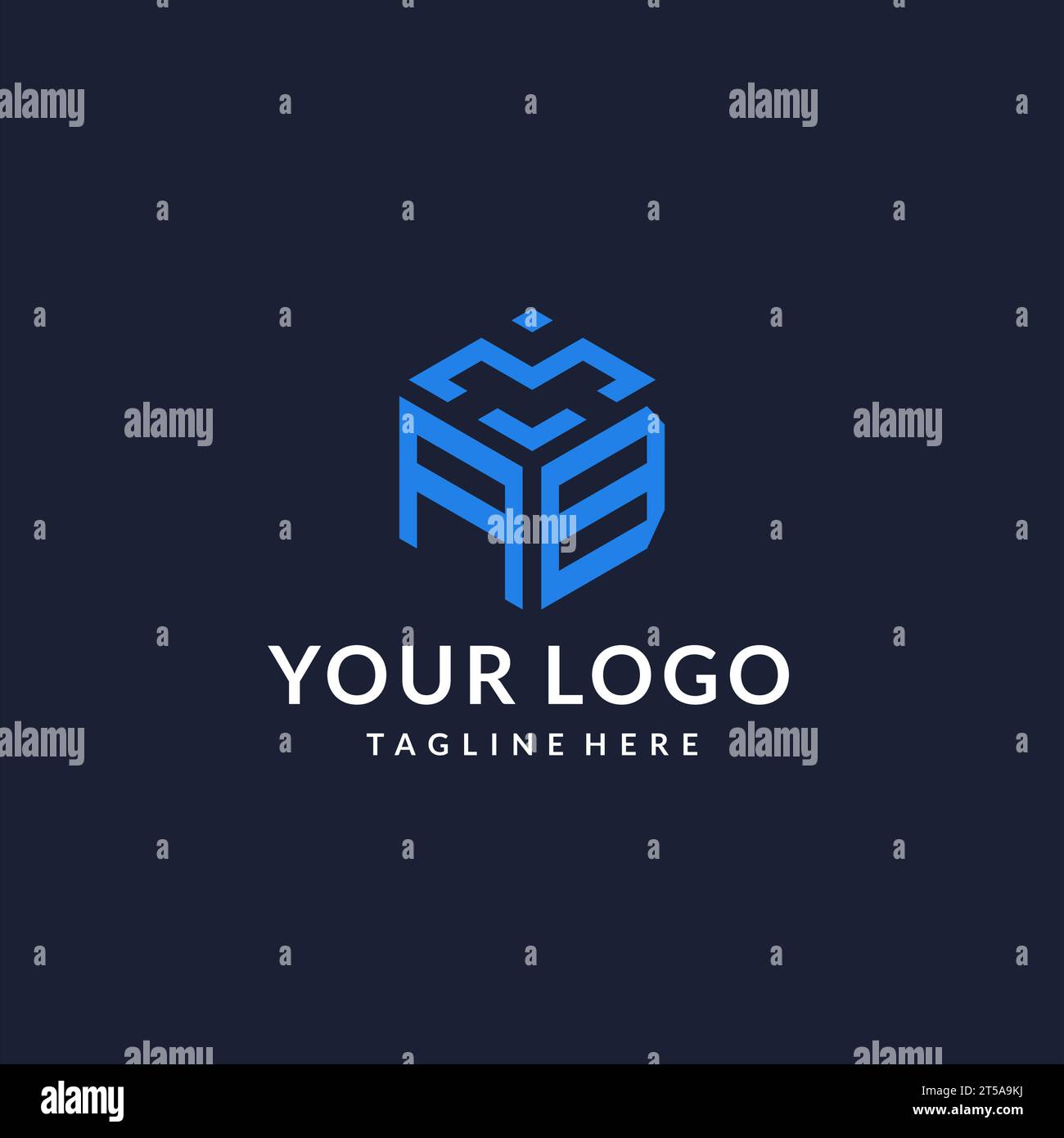 AB logo hexagon designs, best monogram initial logo with hexagonal ...