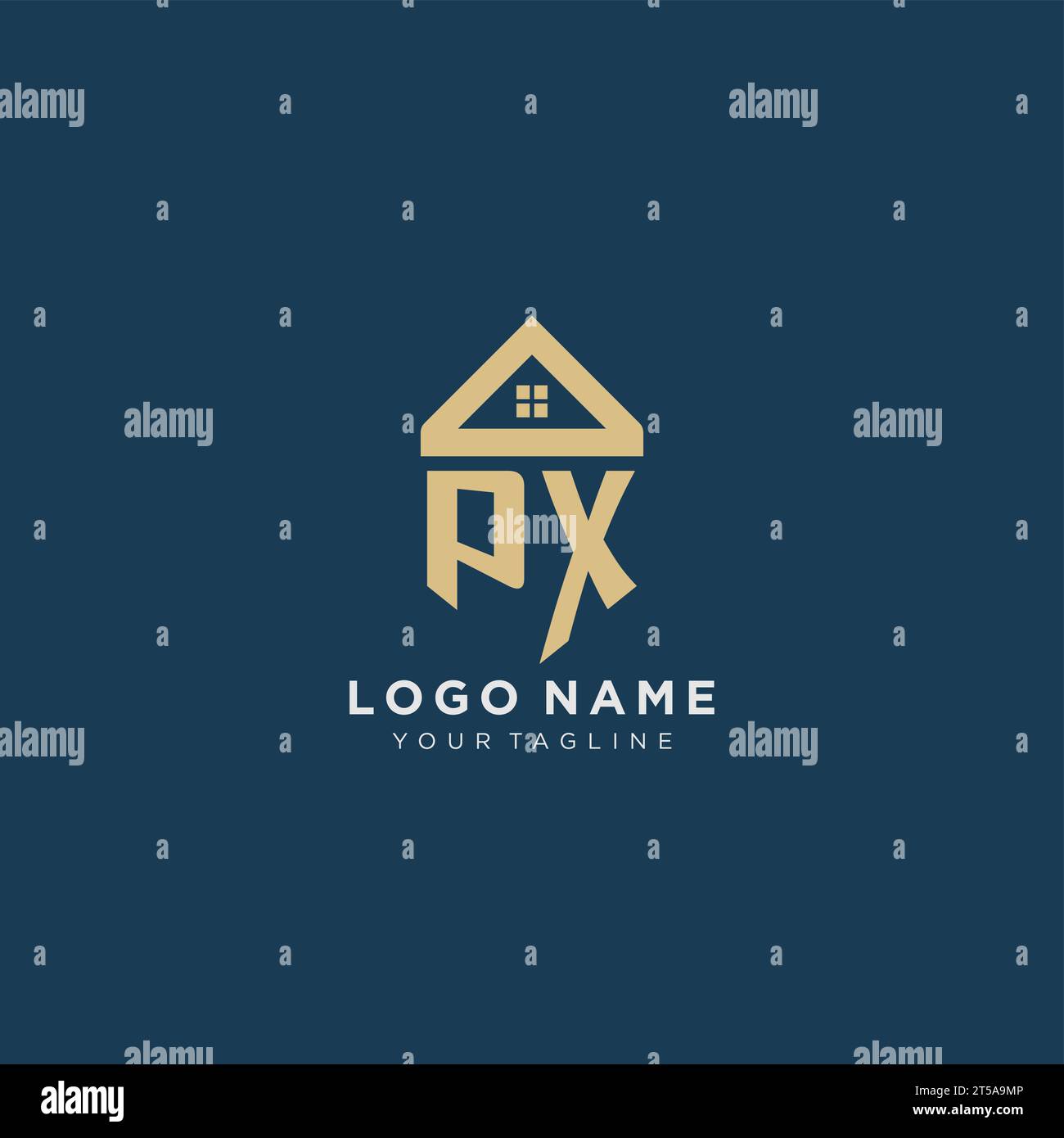 initial letter PX with simple house roof creative logo design for real ...
