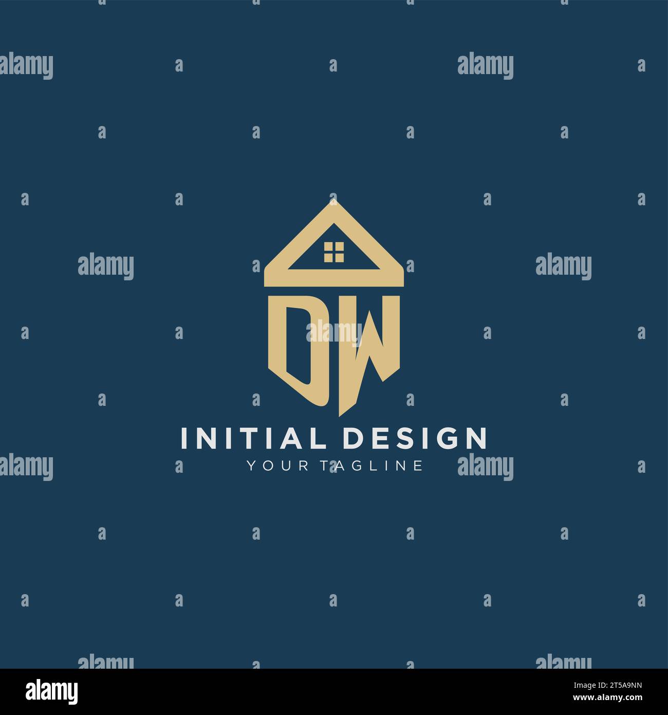 initial letter DW with simple house roof creative logo design for real ...