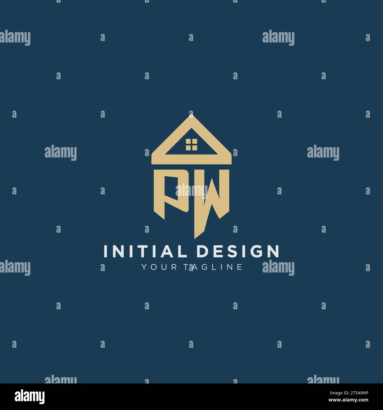initial letter PW with simple house roof creative logo design for real ...