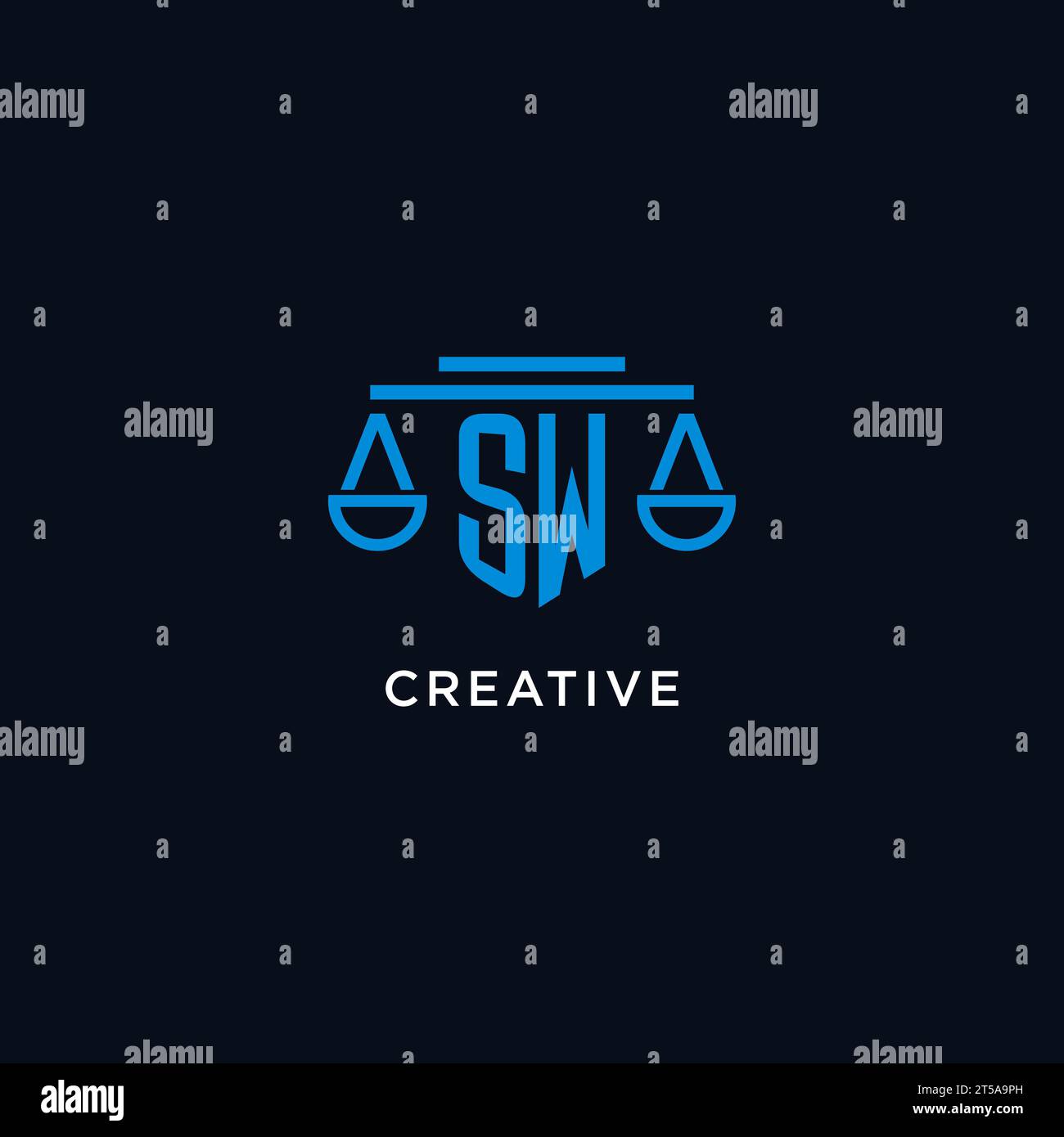 SW monogram initial logo with scales of justice icon design inspiration ...