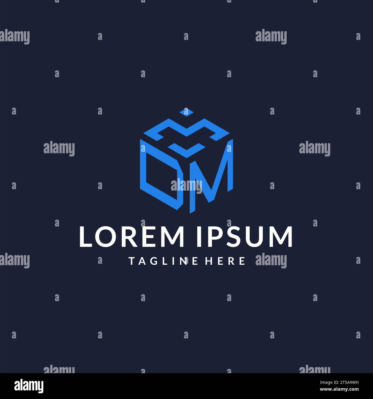 DM logo hexagon designs, best monogram initial logo with hexagonal ...