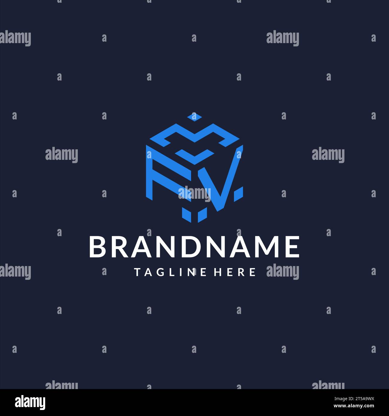 FV logo hexagon designs, best monogram initial logo with hexagonal ...