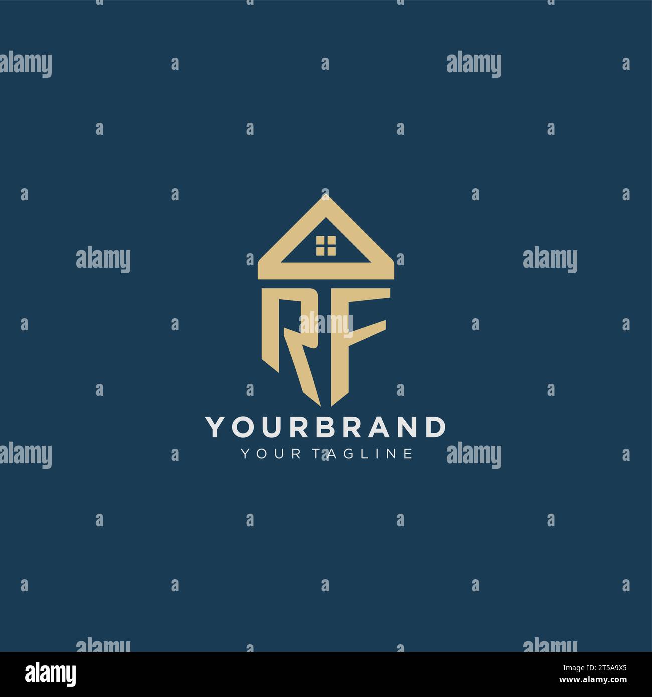 initial letter RF with simple house roof creative logo design for real ...