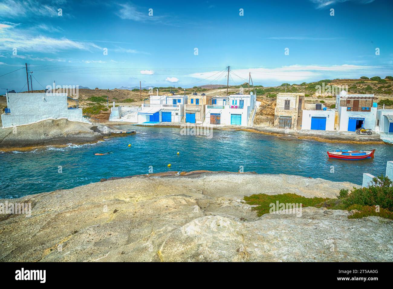 Fishing village on the Cyclades Island of Milos Greece Stock Photo - Alamy
