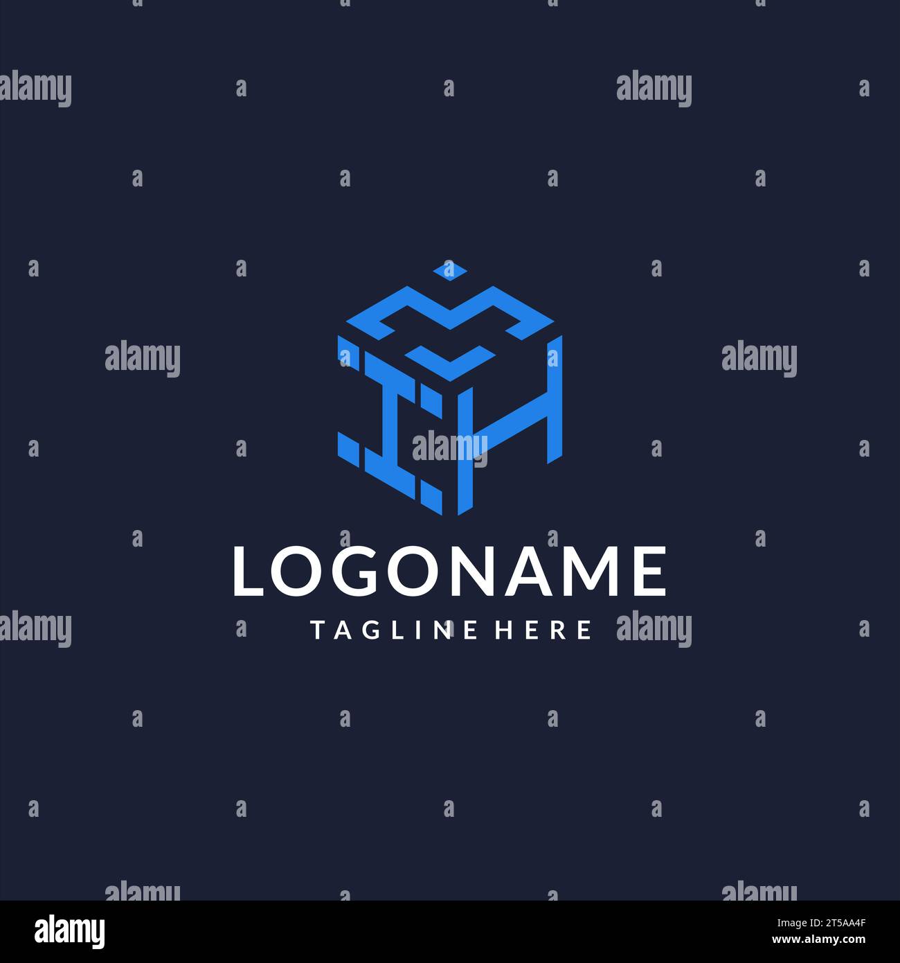 IH logo hexagon designs, best monogram initial logo with hexagonal ...