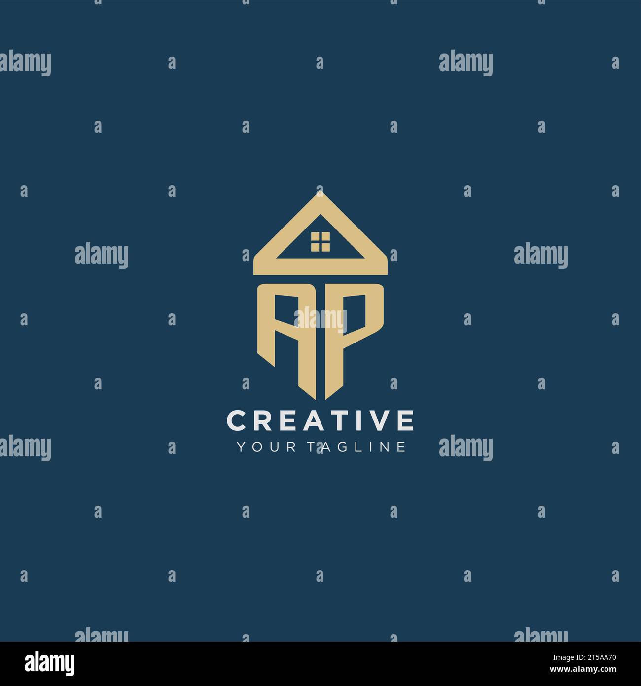 initial letter AP with simple house roof creative logo design for real ...