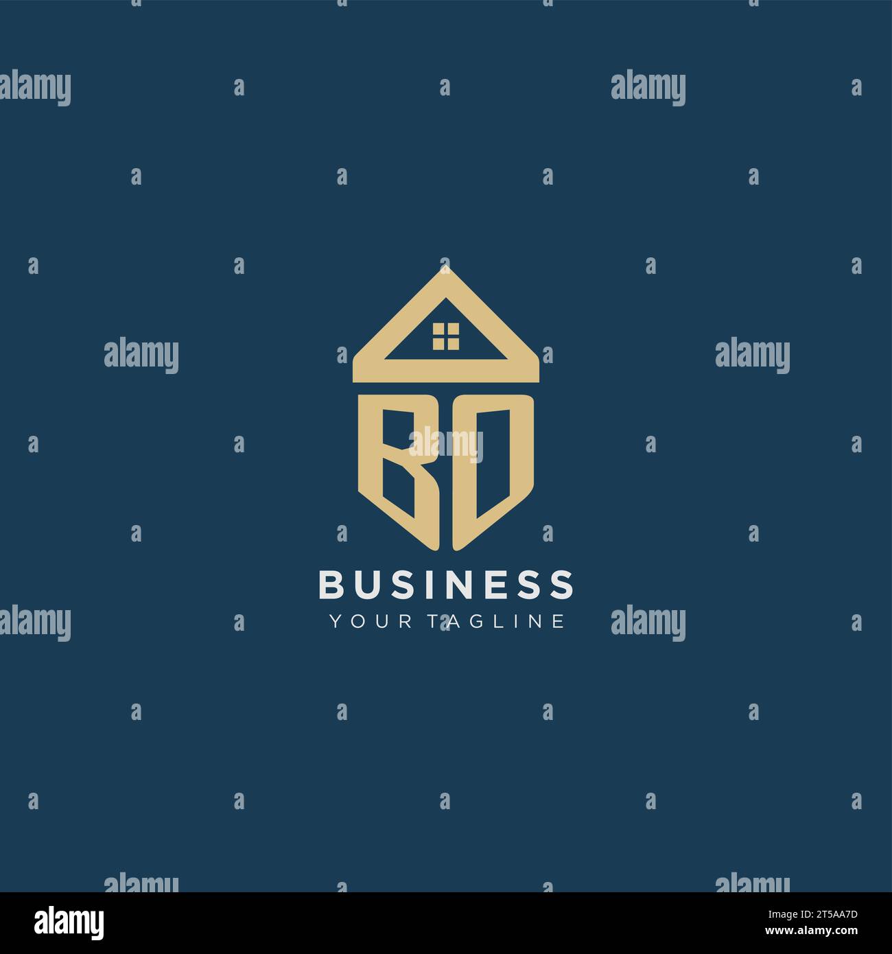 initial letter BO with simple house roof creative logo design for real ...