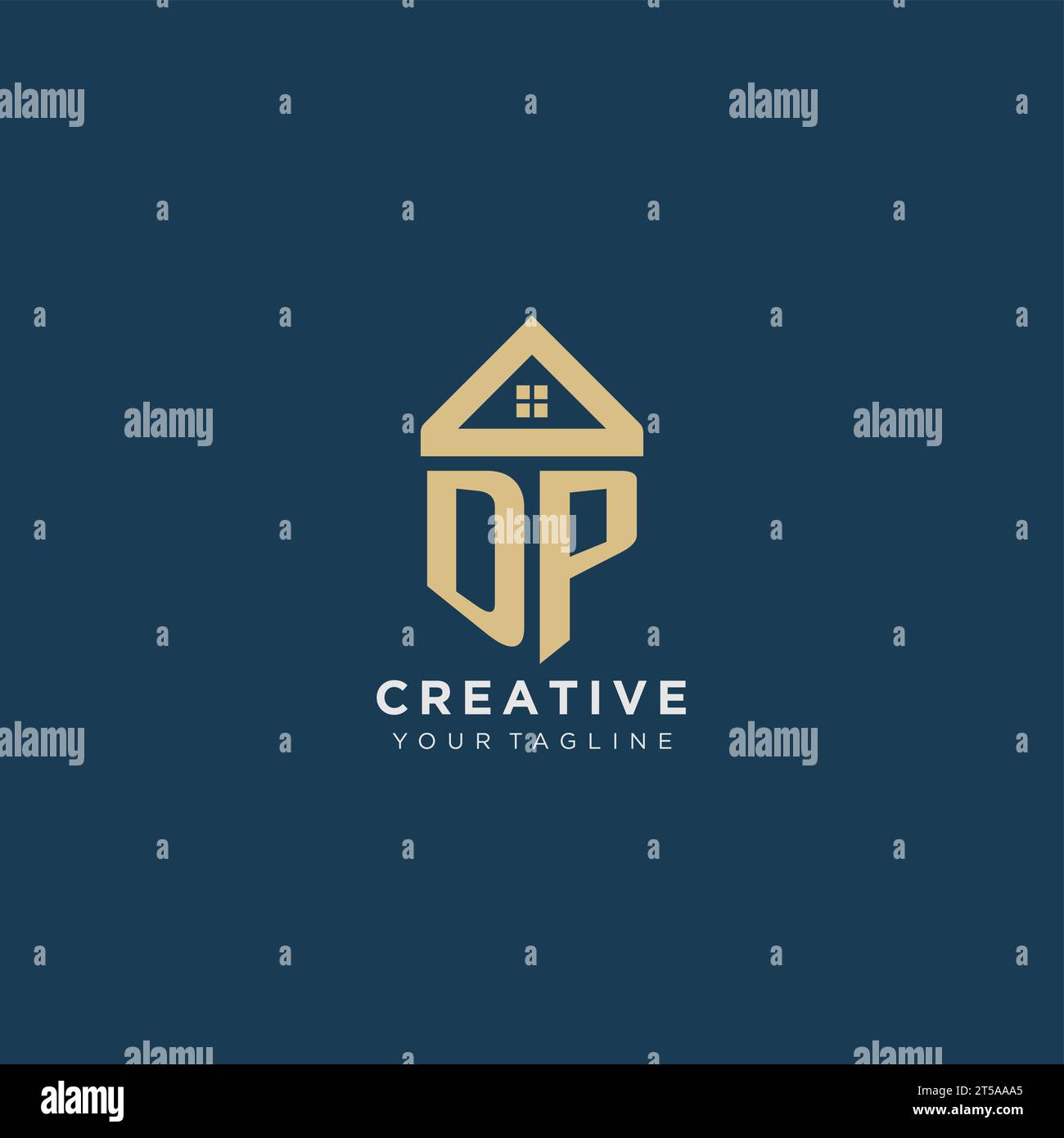 initial letter DP with simple house roof creative logo design for real ...