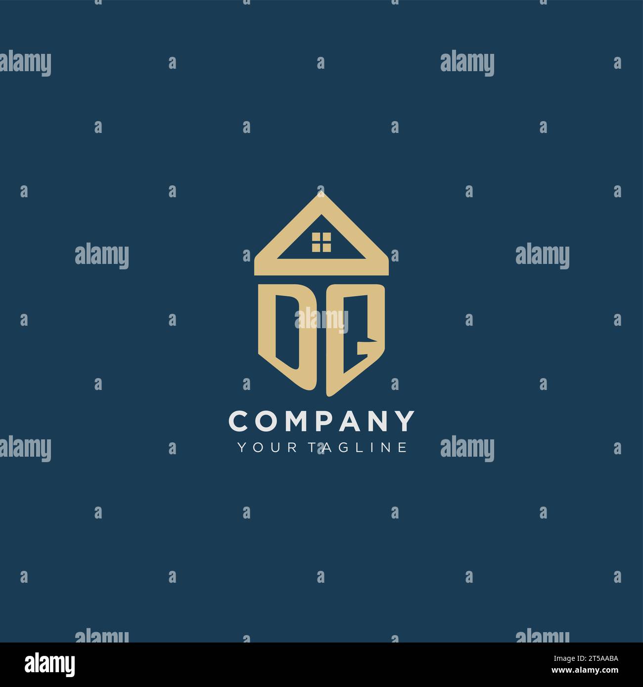 initial letter DQ with simple house roof creative logo design for real ...