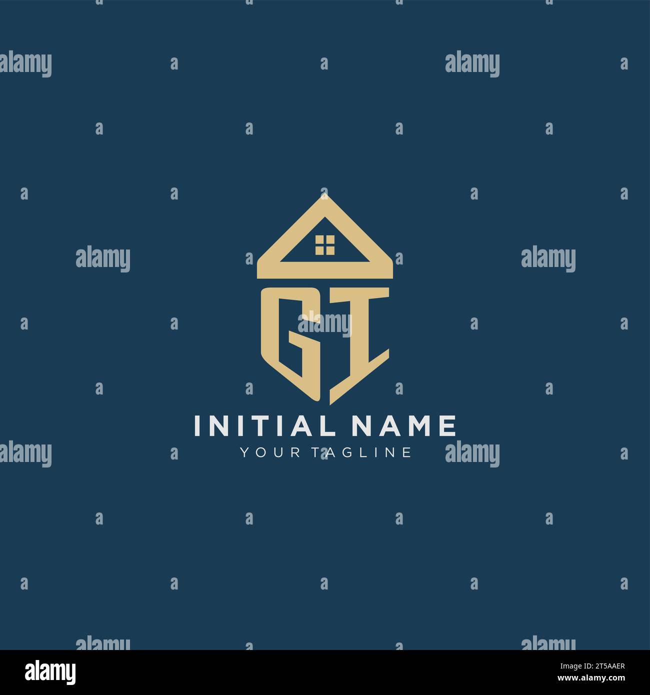 initial letter GI with simple house roof creative logo design for real ...