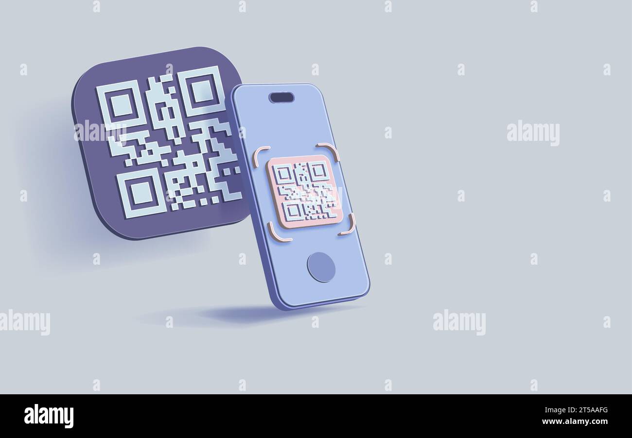 3d holding scanning QR code for online shopping concept, shopping ...