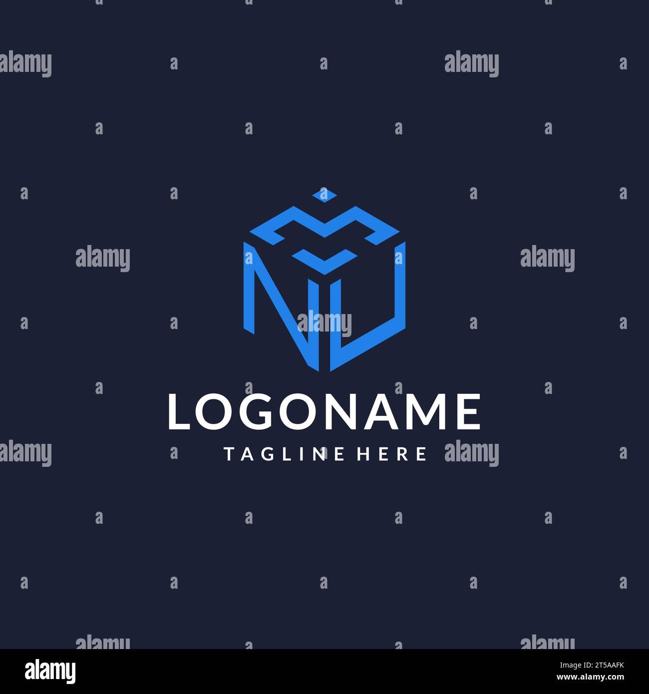 NU logo hexagon designs, best monogram initial logo with hexagonal ...