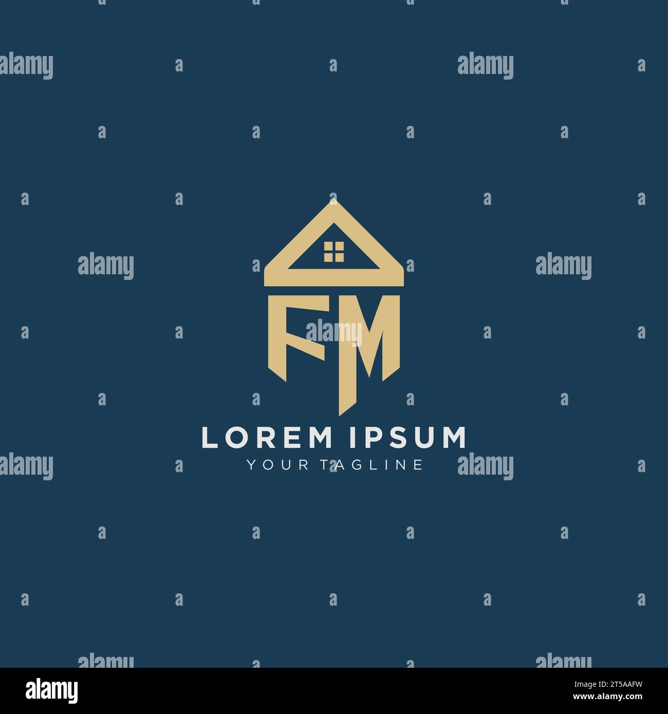 initial letter FM with simple house roof creative logo design for real ...