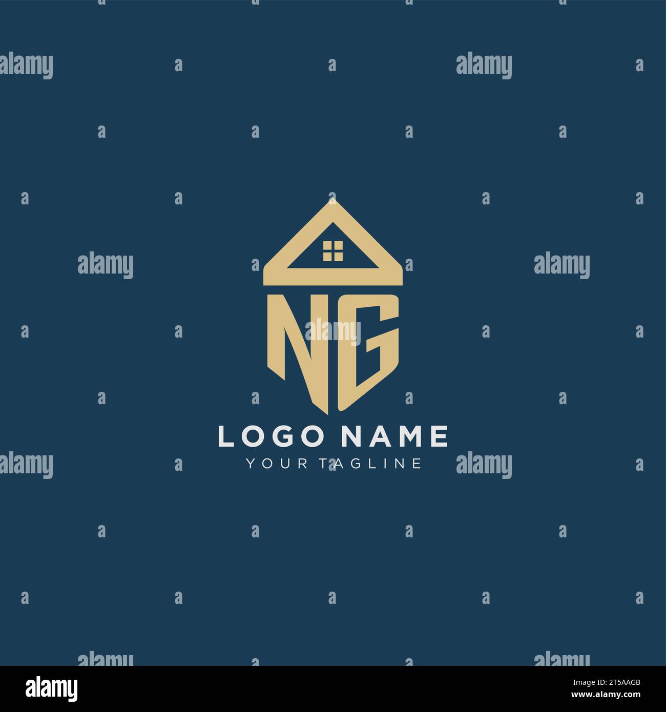 initial letter NG with simple house roof creative logo design for real ...