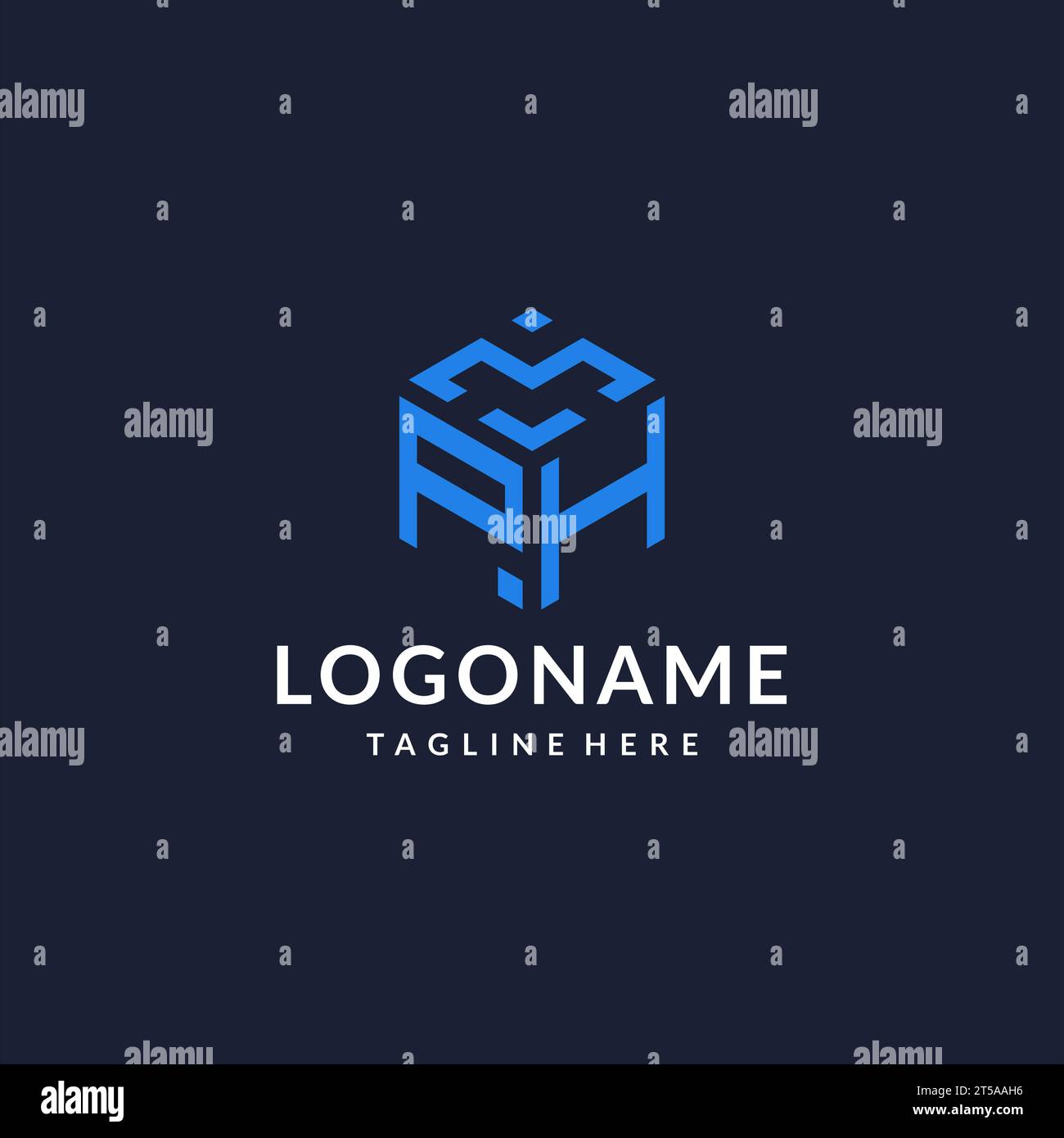 PH logo hexagon designs, best monogram initial logo with hexagonal ...