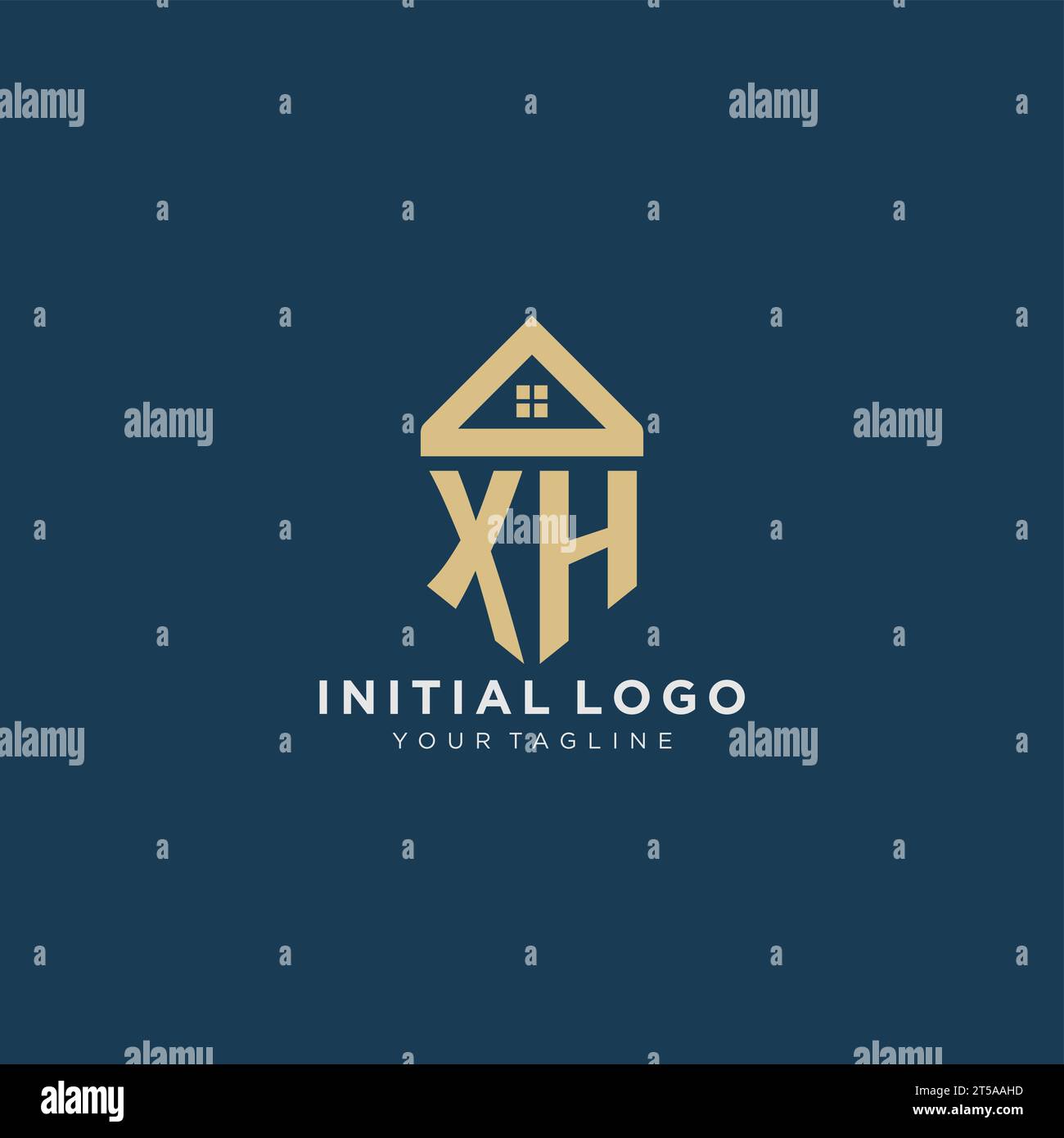 initial letter XH with simple house roof creative logo design for real ...
