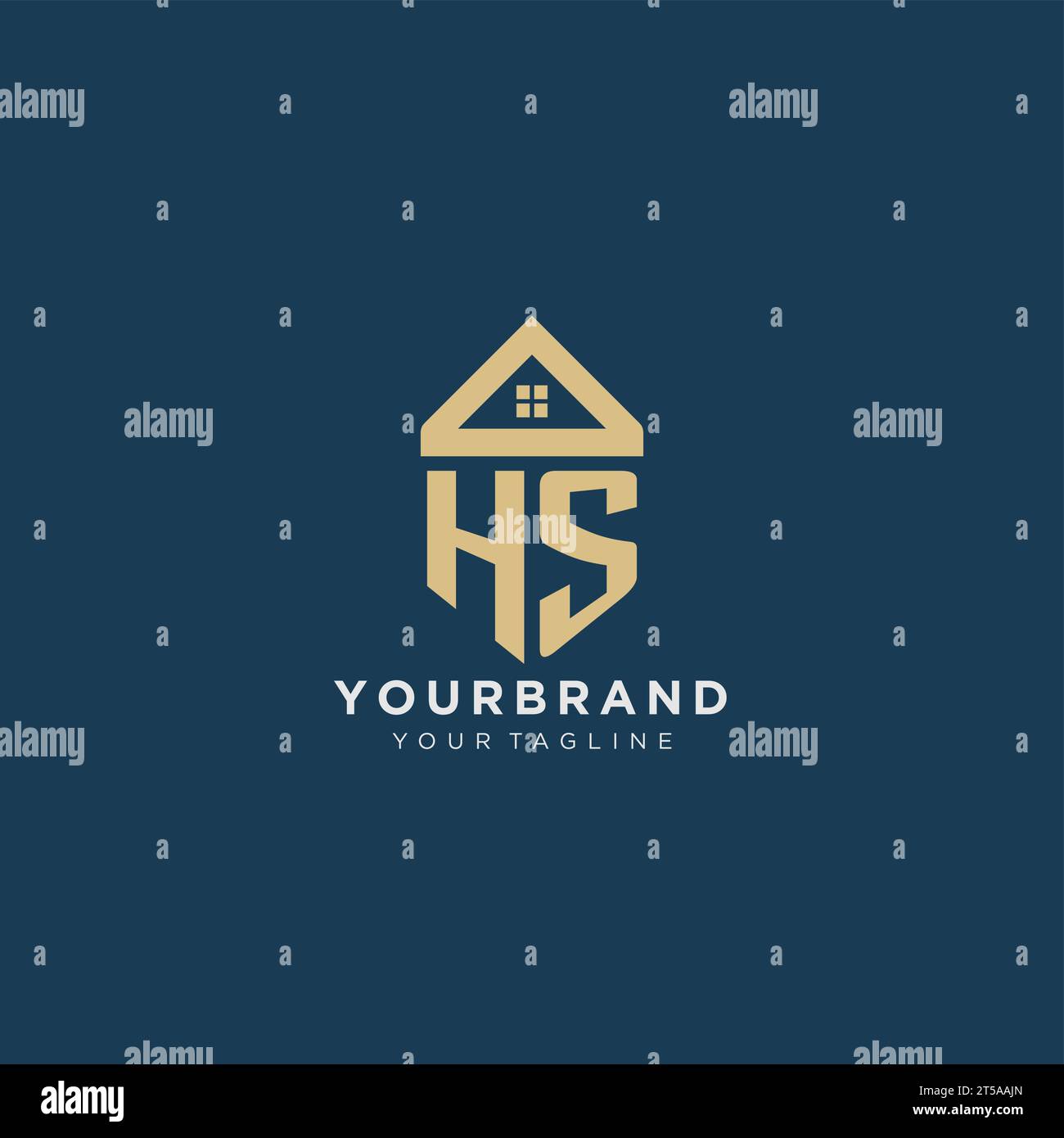 initial letter HS with simple house roof creative logo design for real ...