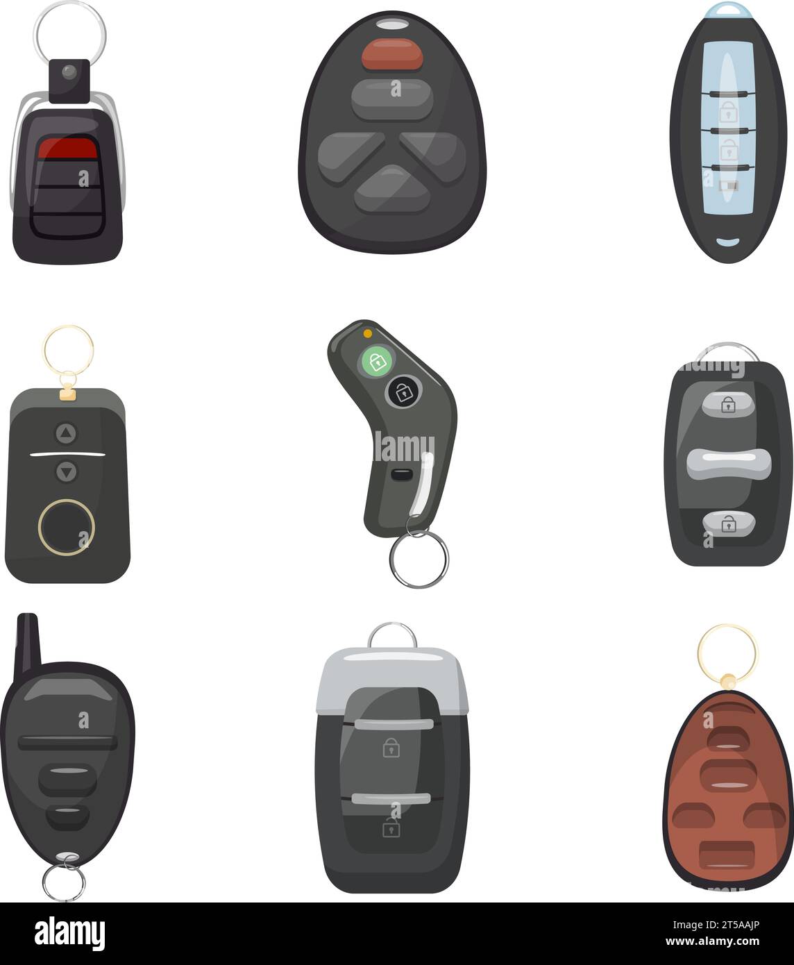 Car alarm system icons set cartoon vector. New remote lock Stock Vector ...