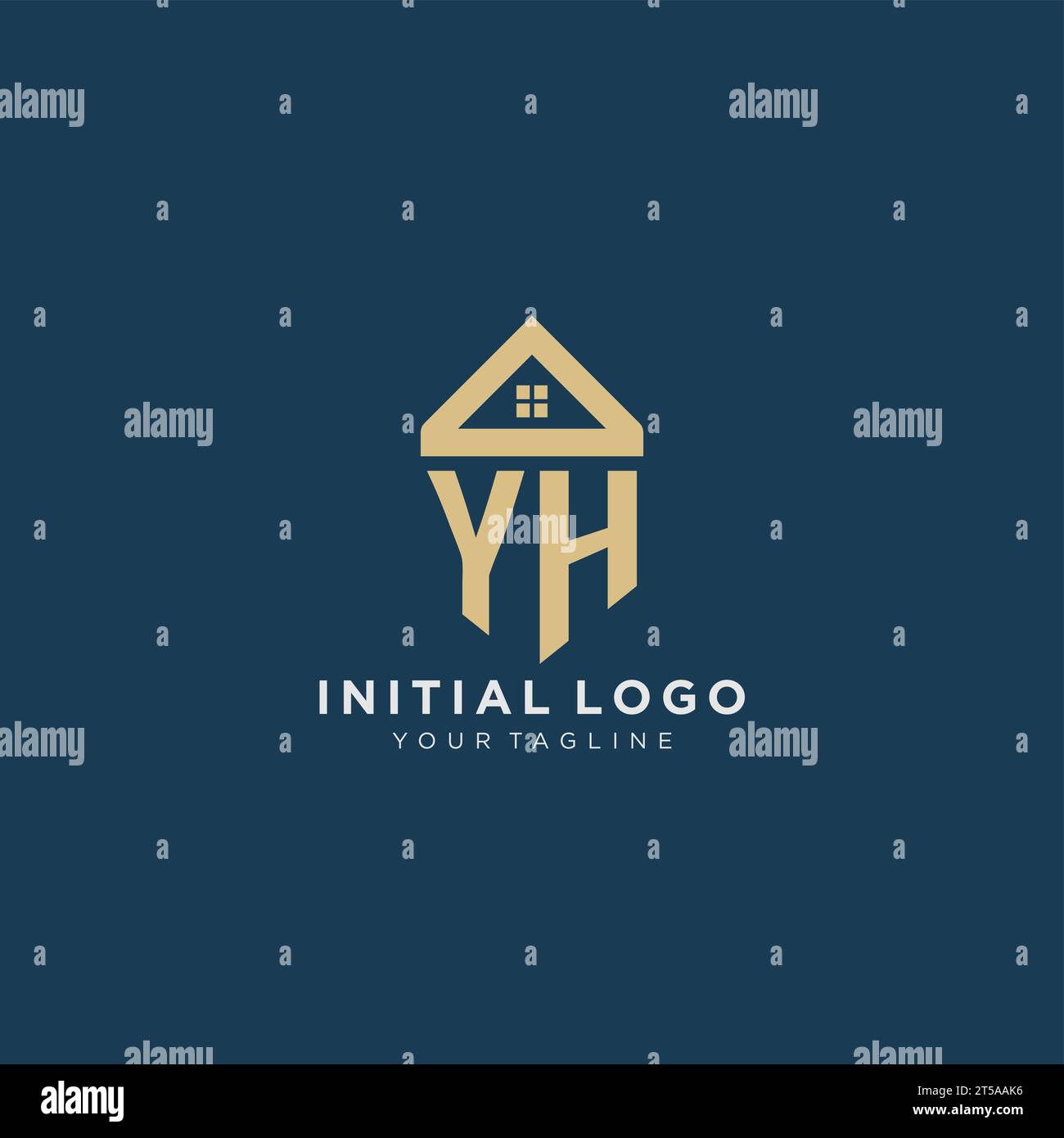 initial letter YH with simple house roof creative logo design for real ...