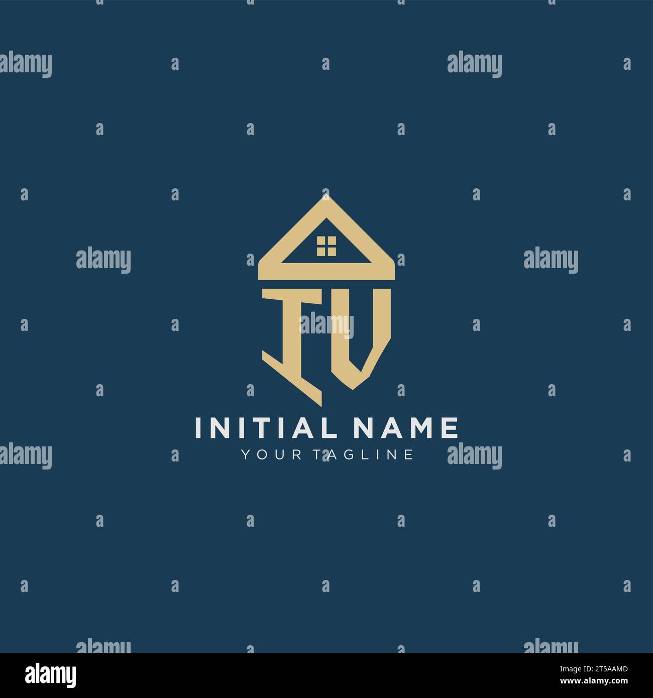 initial letter IV with simple house roof creative logo design for real ...