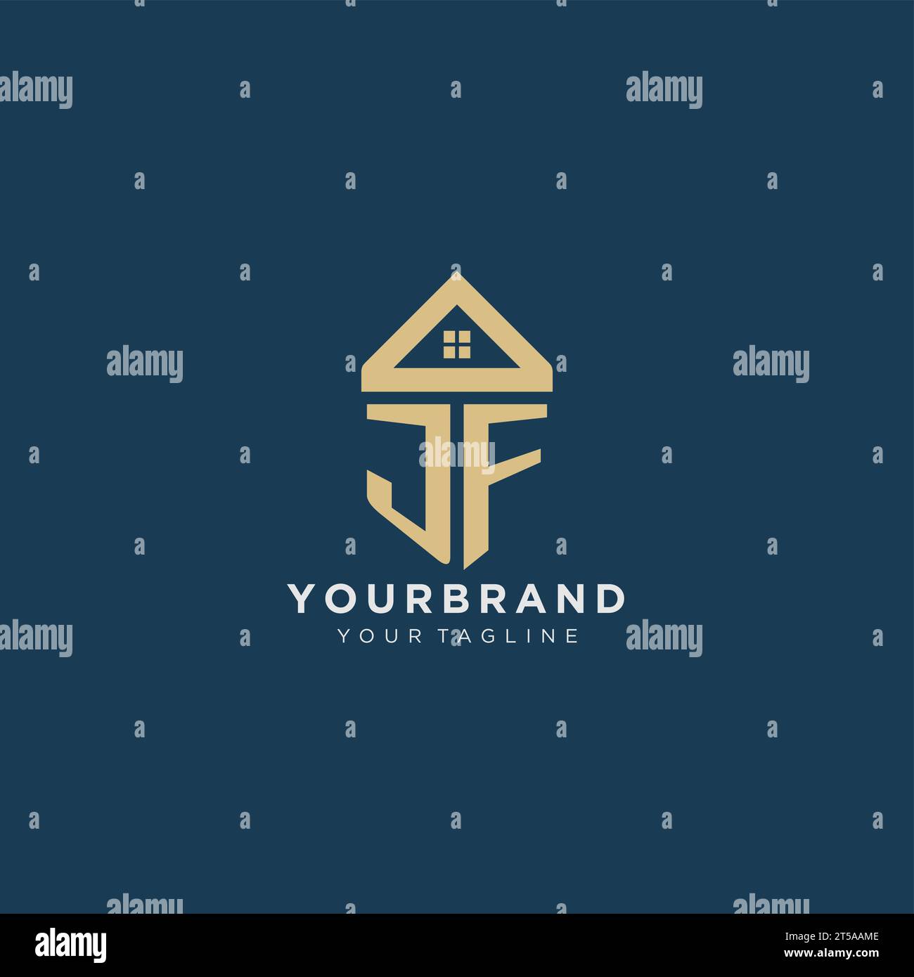 initial letter JF with simple house roof creative logo design for real ...