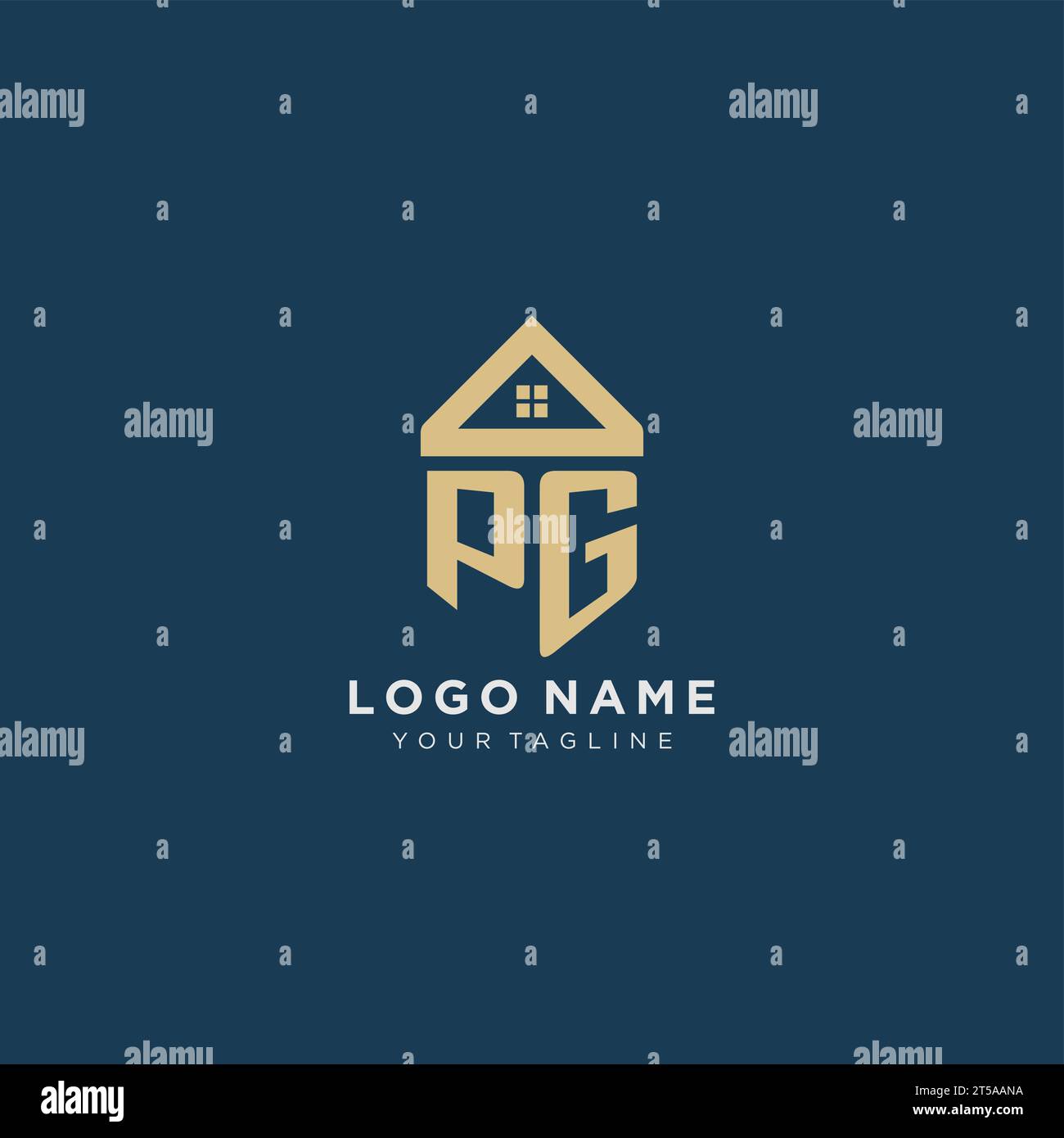 initial letter PG with simple house roof creative logo design for real ...