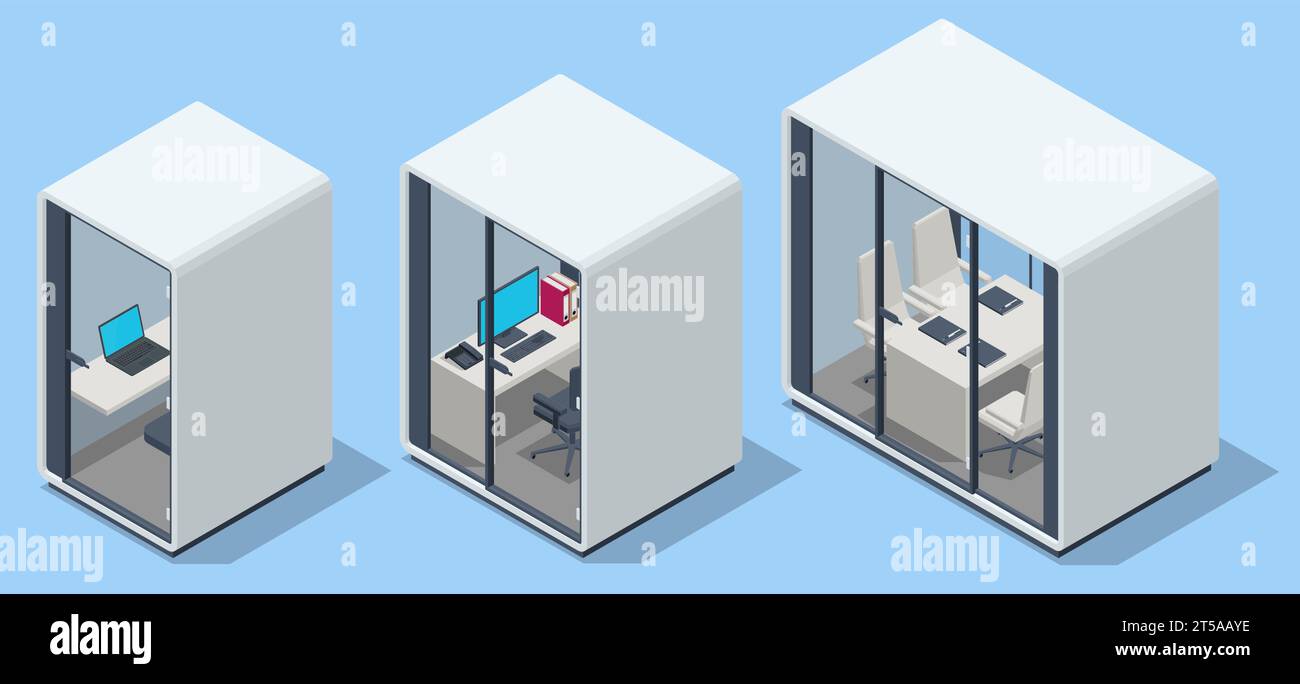 Isometric Capsule Office Pod. Movable Portable Meeting Soundproof Booth ...