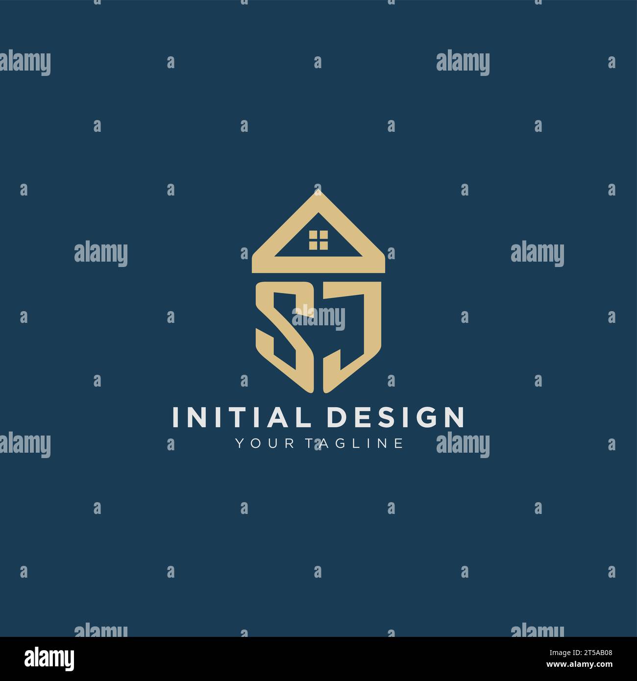 initial letter SJ with simple house roof creative logo design for real ...