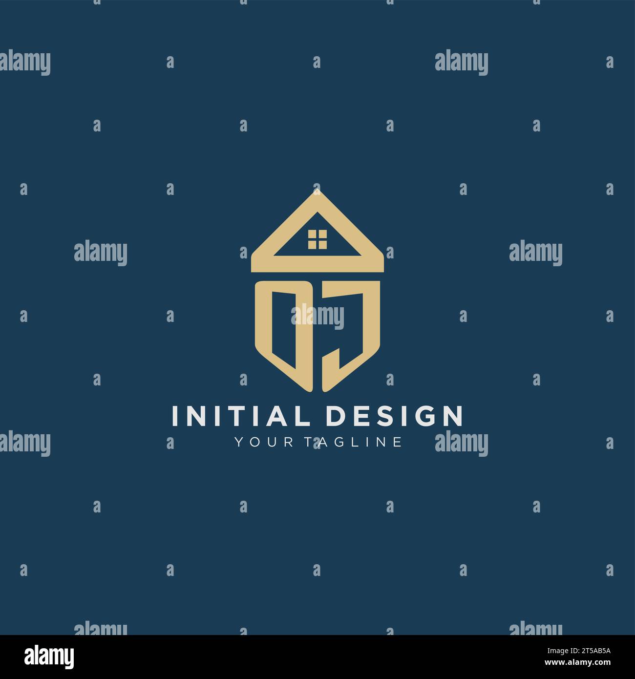 initial letter OJ with simple house roof creative logo design for real ...