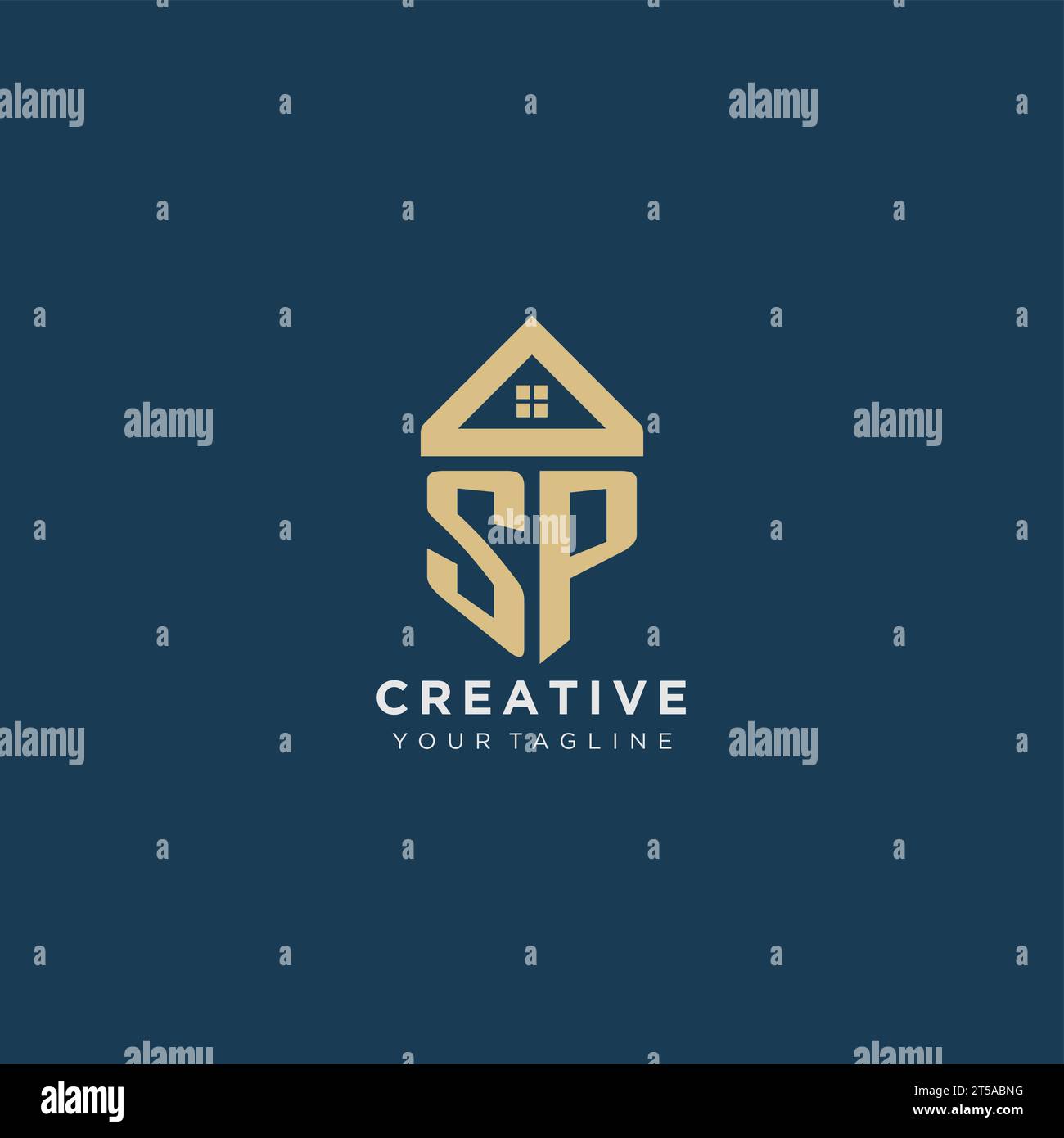 initial letter SP with simple house roof creative logo design for real ...