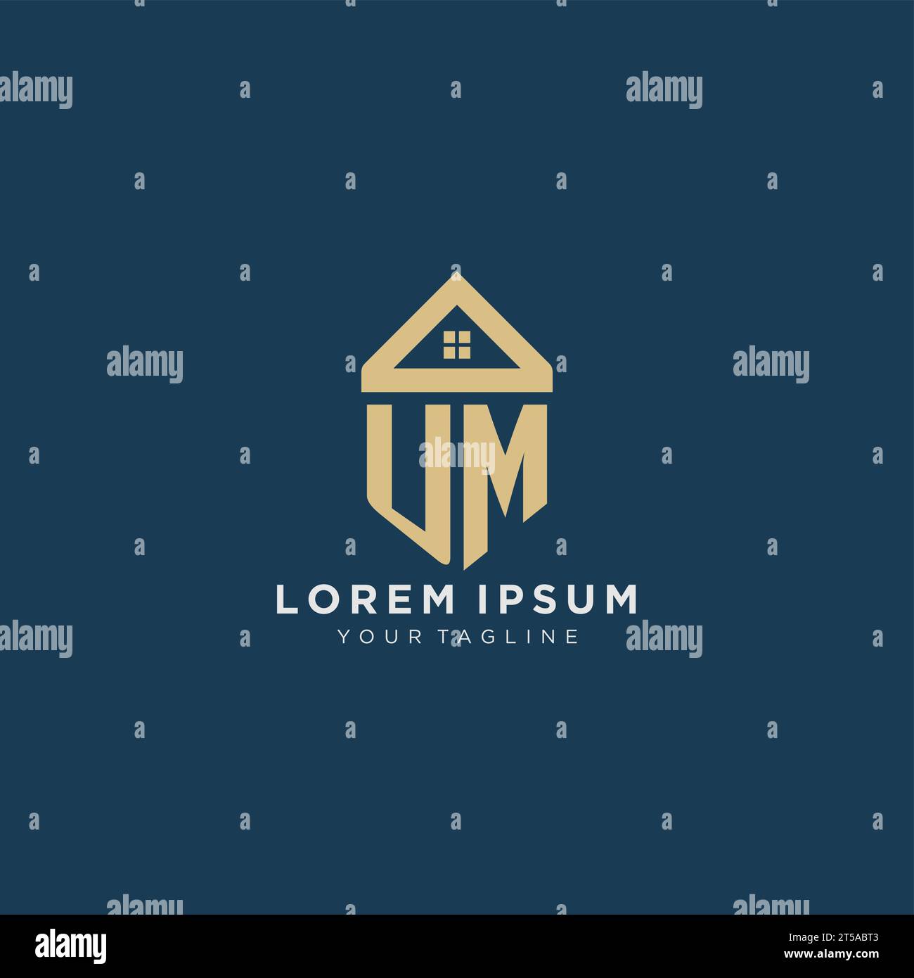 initial letter UM with simple house roof creative logo design for real ...