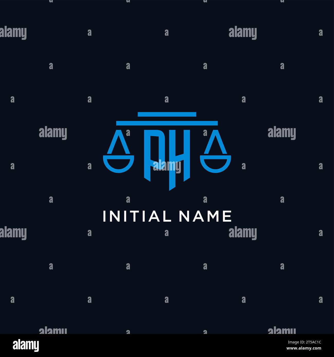 PH monogram initial logo with scales of justice icon design inspiration ...