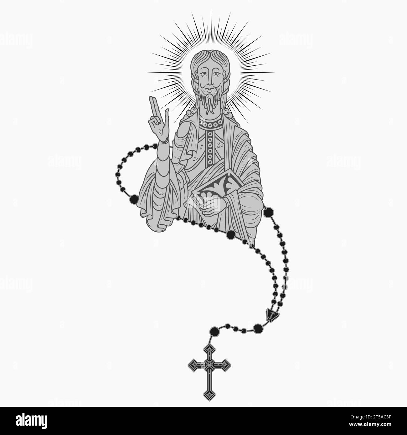 Vector design of the Apostle with catholic rosary, Christian art from ...