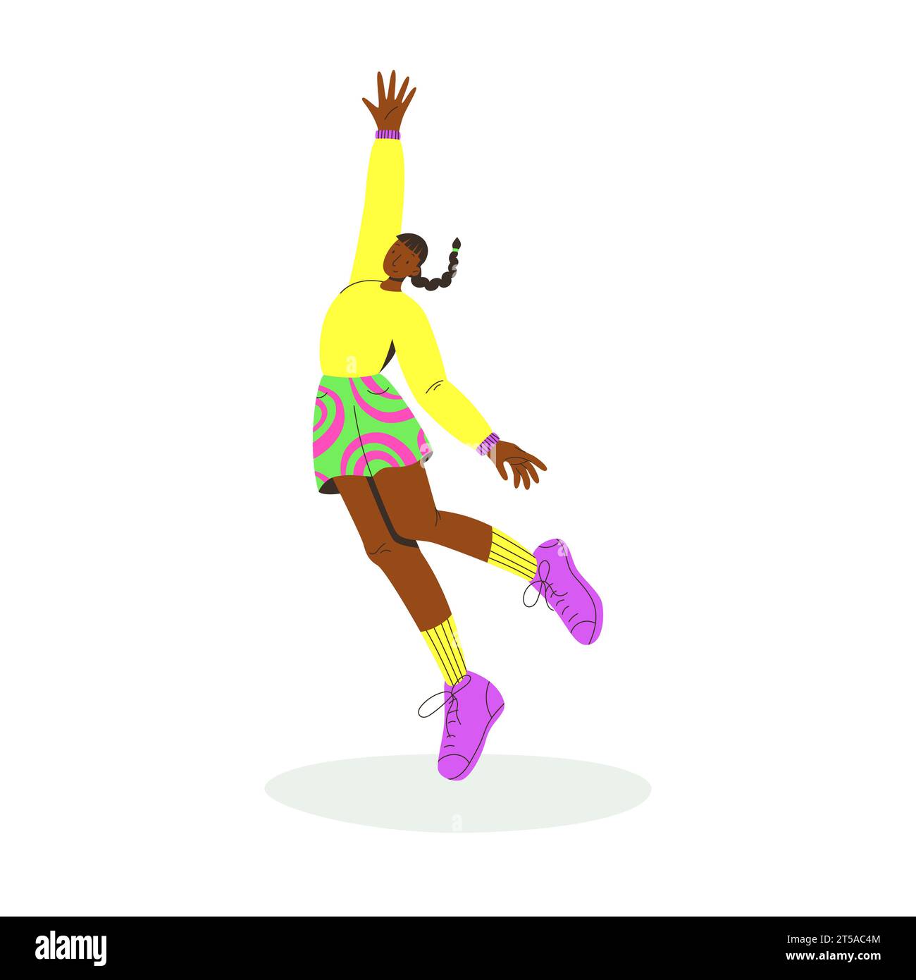 Young african girl dancing in trendy colorful flat style. Vector ...