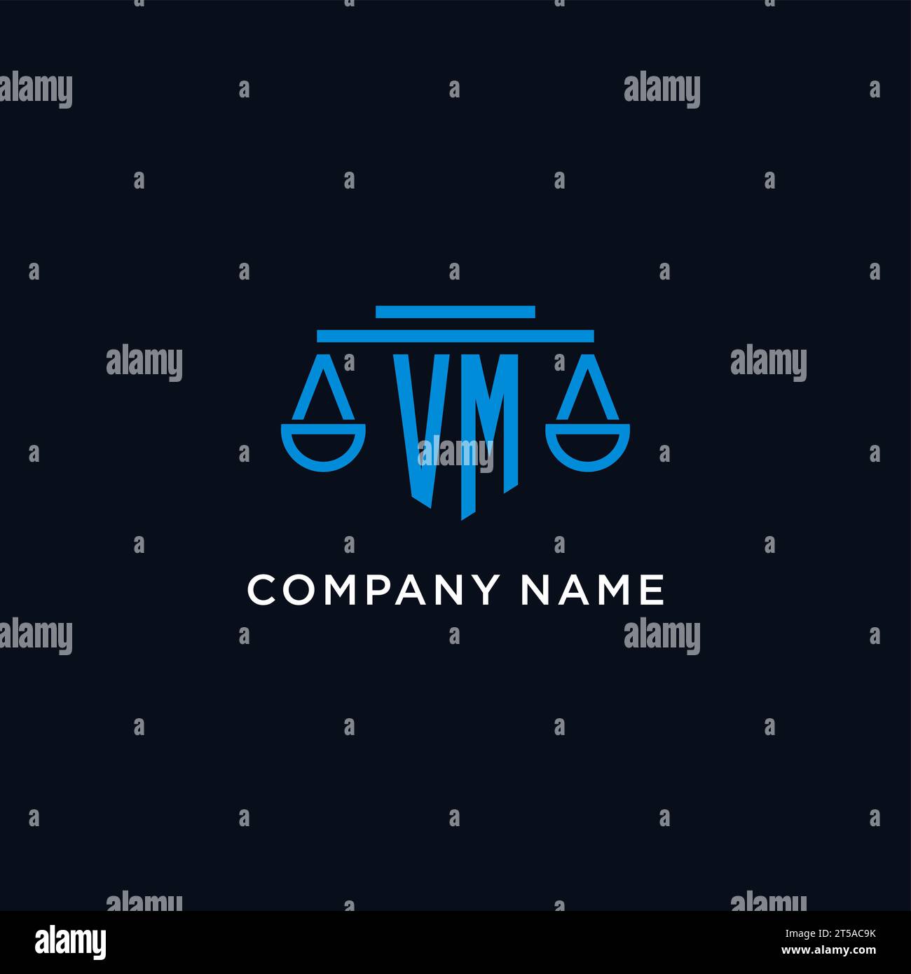 VM monogram initial logo with scales of justice icon design inspiration ...