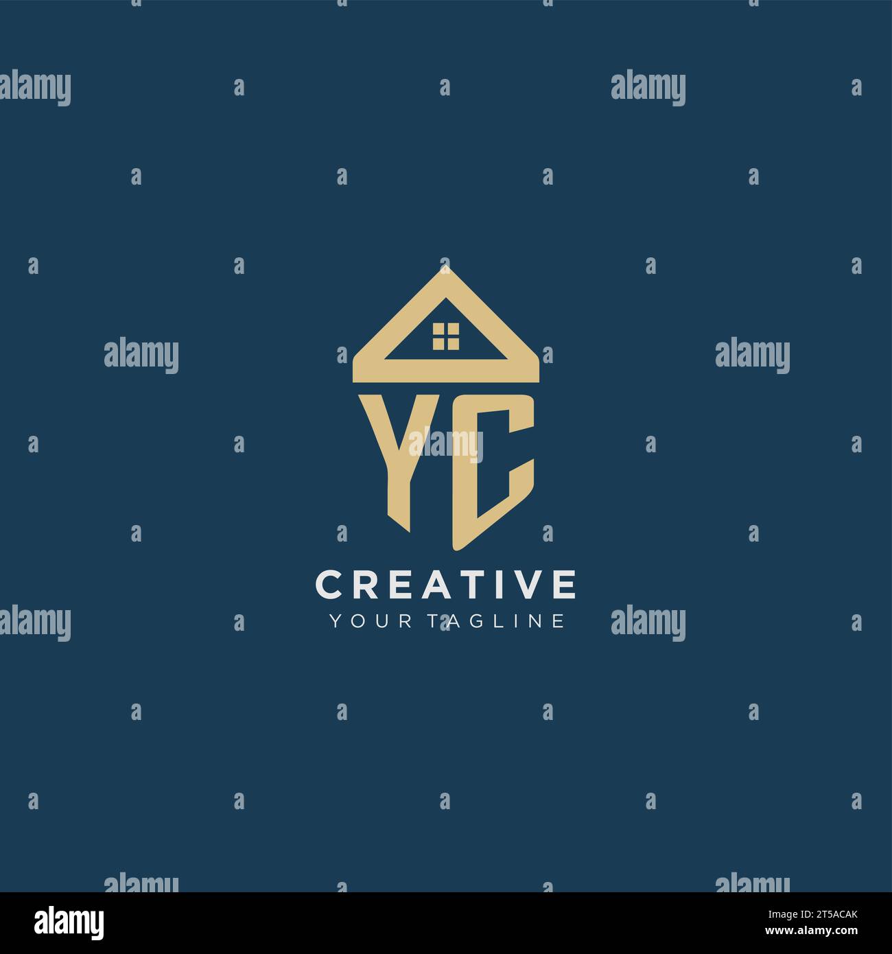 initial letter YC with simple house roof creative logo design for real ...