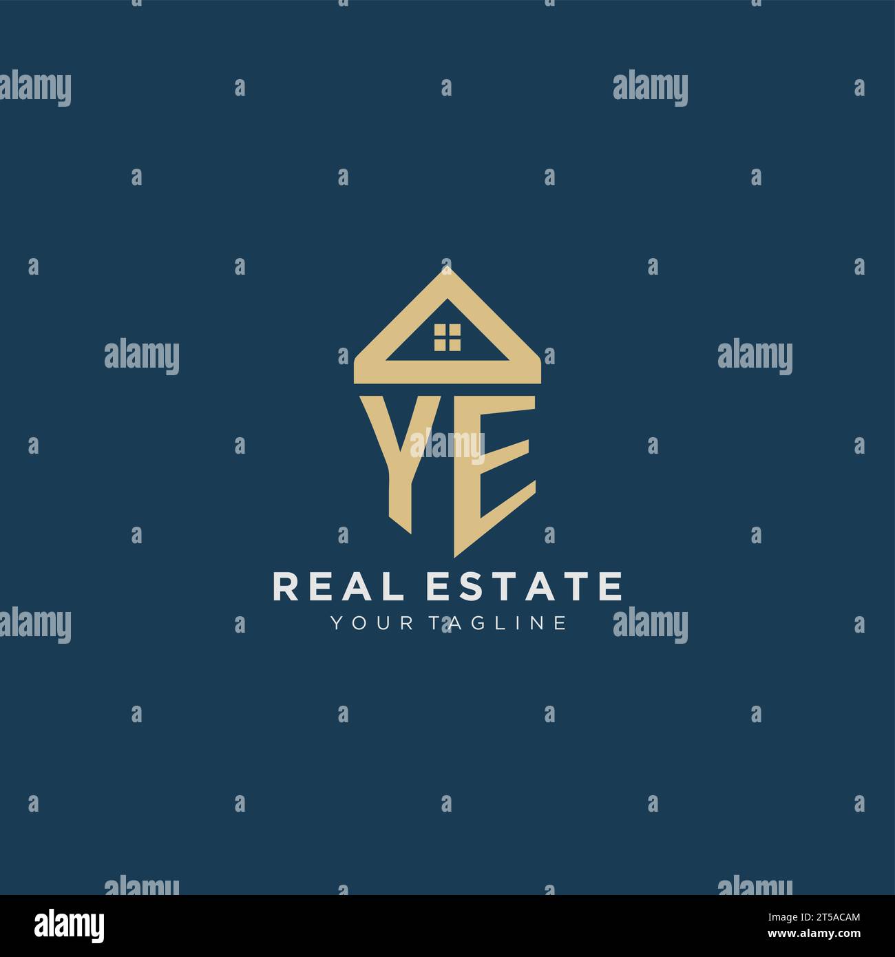 initial letter YE with simple house roof creative logo design for real ...